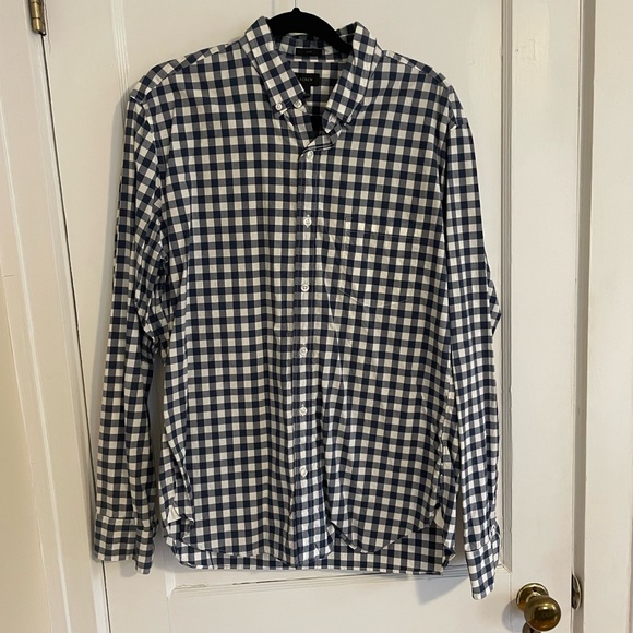 J. Crew | Shirts | J Crew Mens Ginghamblue Check Slim Button Down Slim Untucked Flex Casual ...